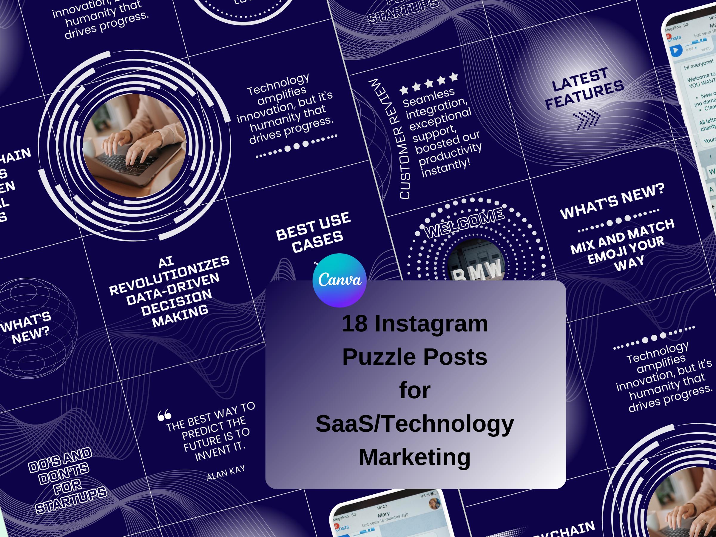 Technology Instagram Grid in Canva. Instagram Collage Maker. Saas ...