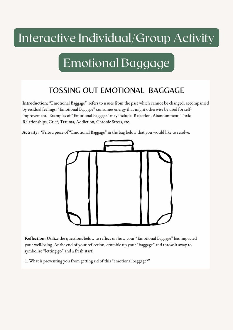Emotional Baggage Interactive Activity - Etsy