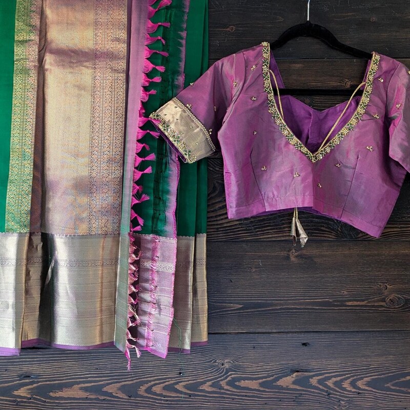 Green Pattu Saree - Etsy