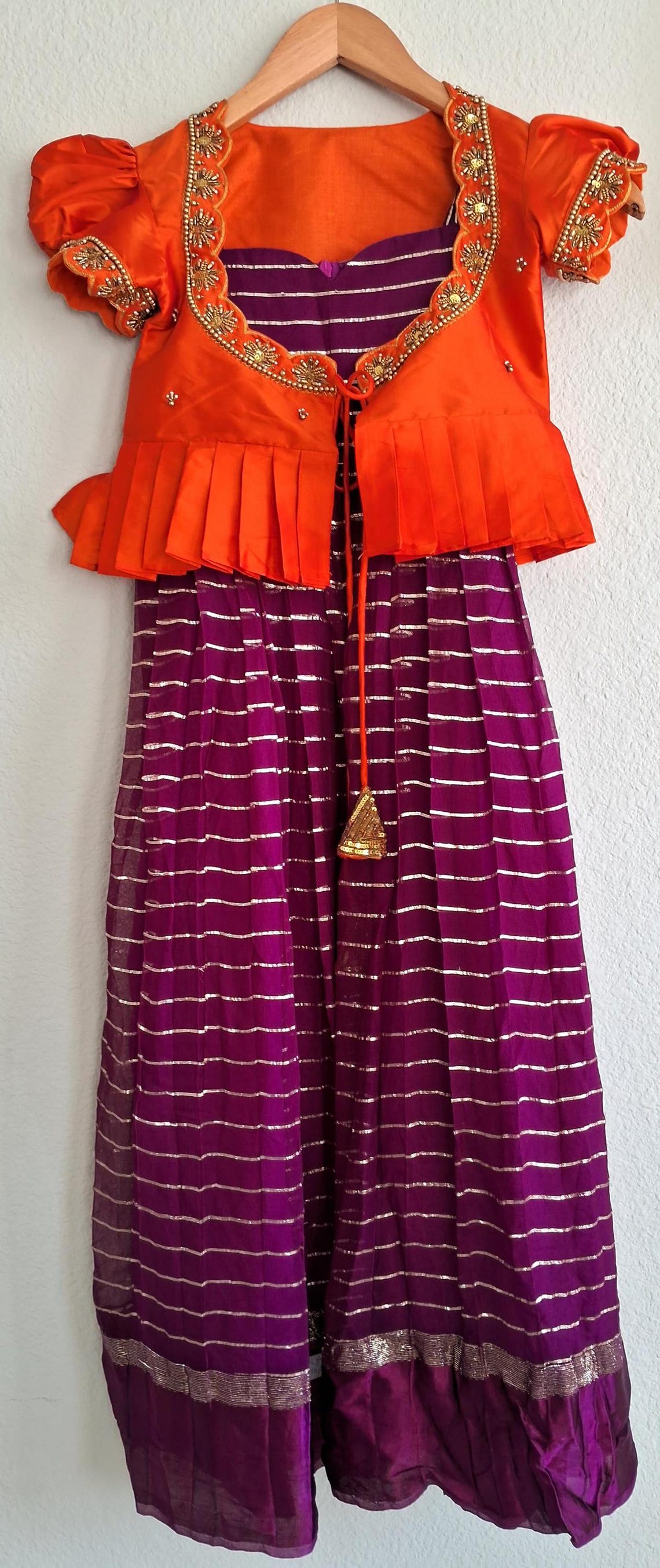 Girl Kids Festival Party Silk Pattu Pavadai Dress Set With Tassels - Etsy