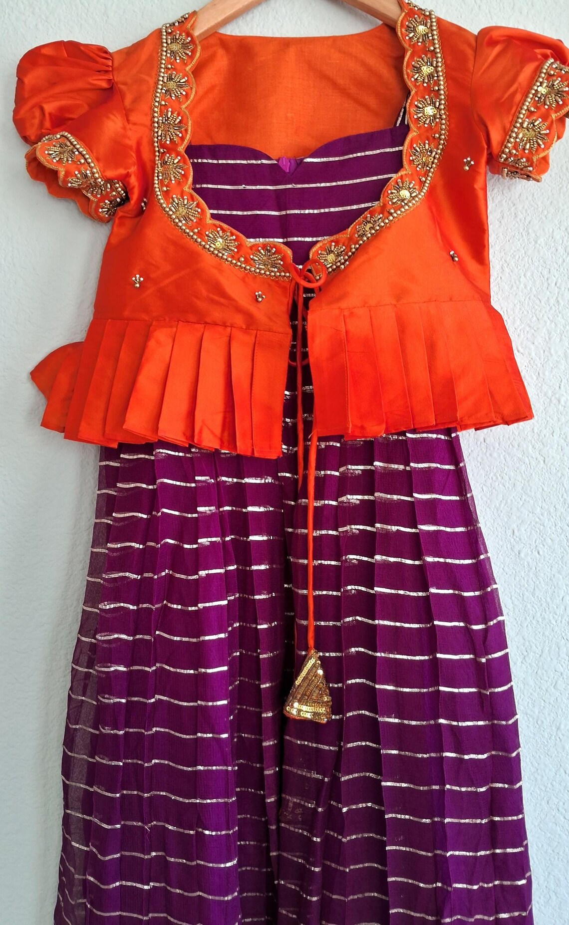 Girl Kids Festival Party Silk Pattu Pavadai Dress Set With Tassels - Etsy