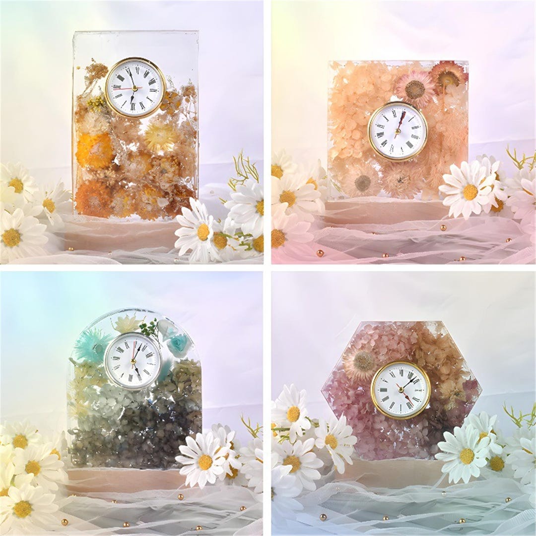 3D Clock Epoxy Silicone Mold, Hexagonal Clock Mold, Square Arch Clock ...