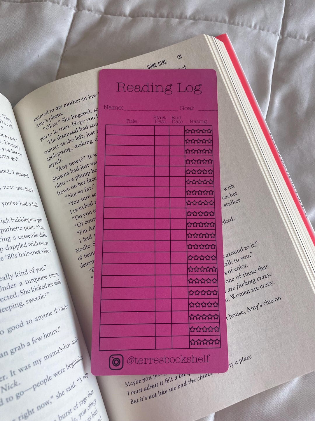 Reading Log Bookmark Multi Color Reading List 2025 Reading Log Bookmark ...
