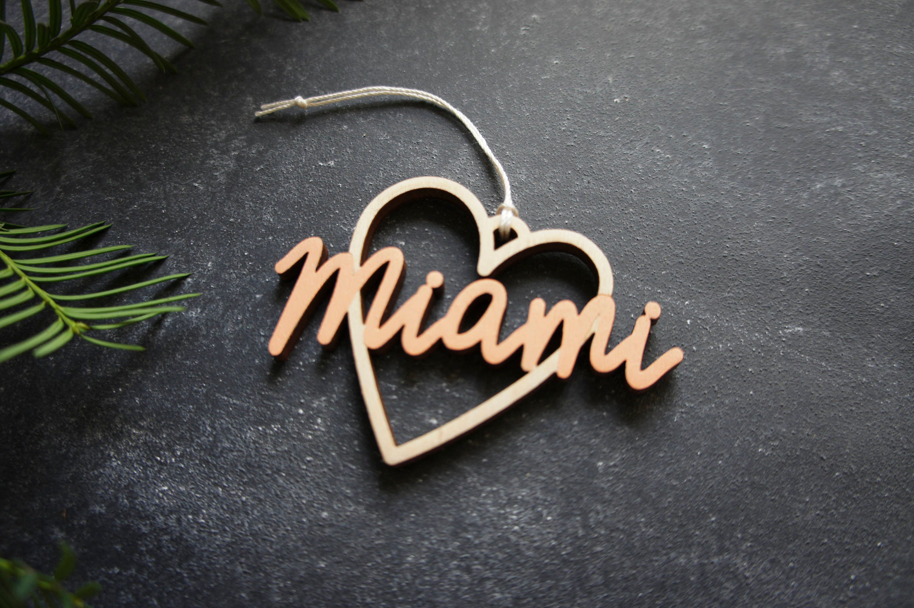 Miami Heart Christmas Ornament - Choose Your Color! | Christmas ...