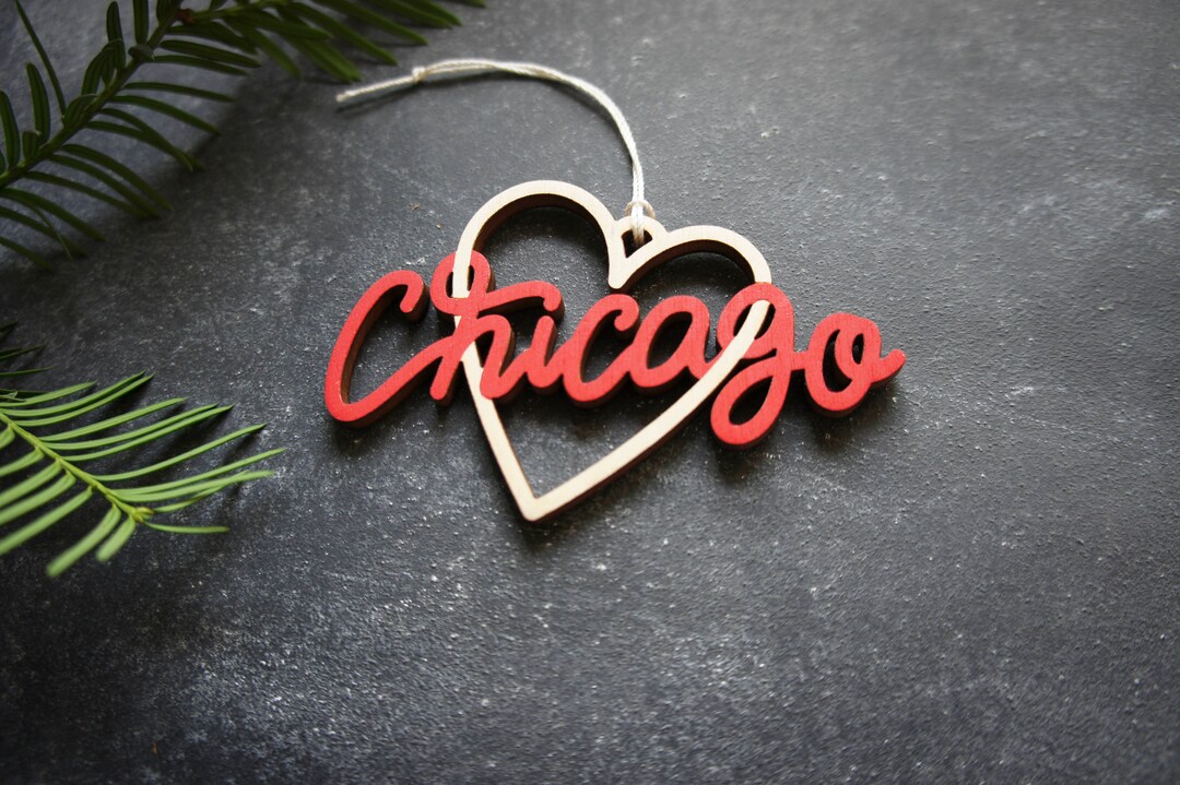 Chicago Heart Christmas Ornament - Choose Your Color! | Christmas ...