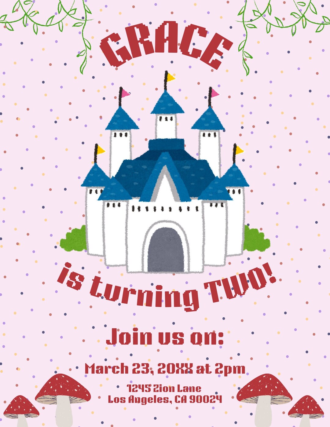 Editable Birthday Castle Invitation Template, Digital Download, Fantasy ...
