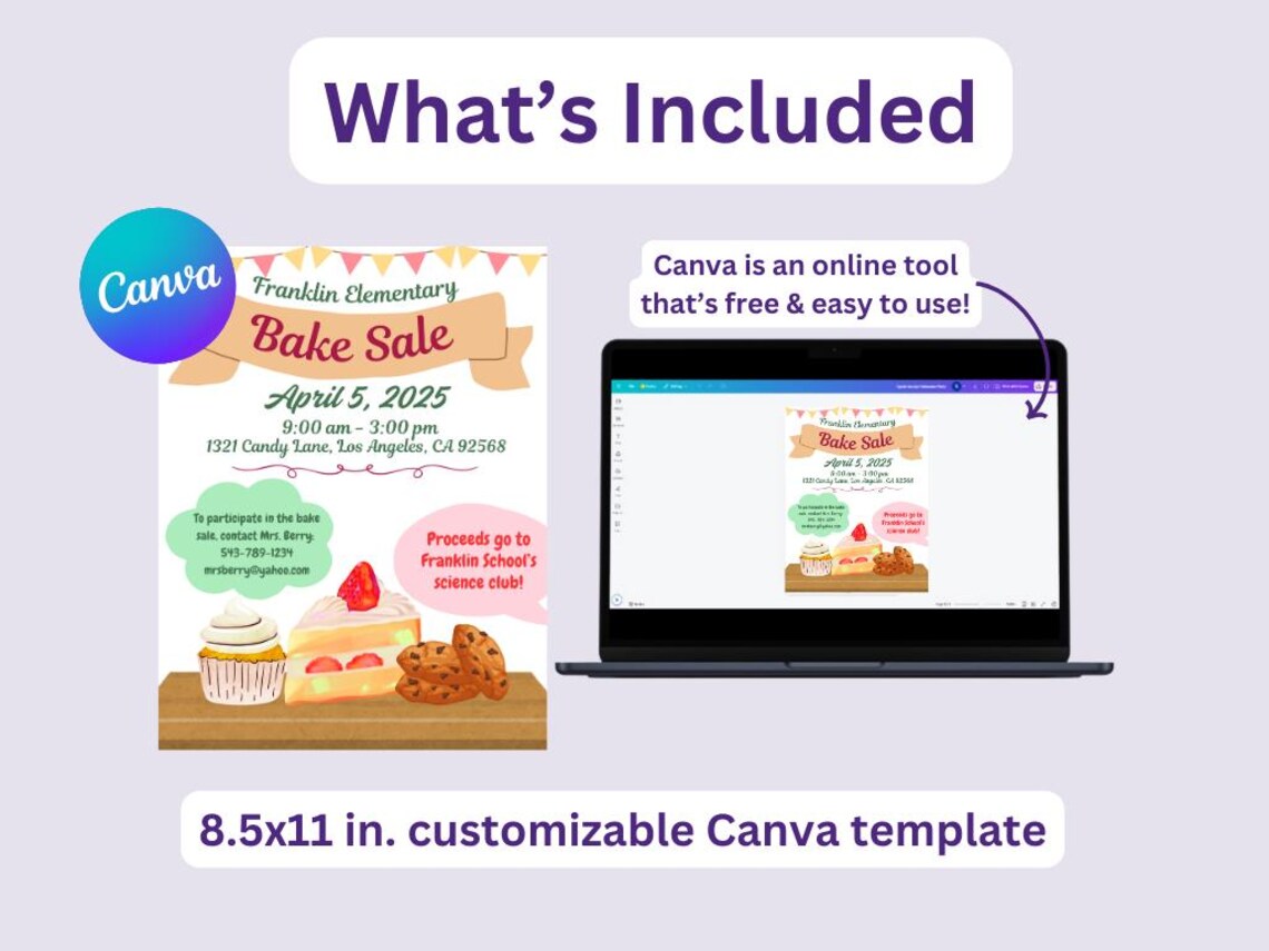 Editable Bake Sale Flyer Printable School Fundraiser Poster Template ...