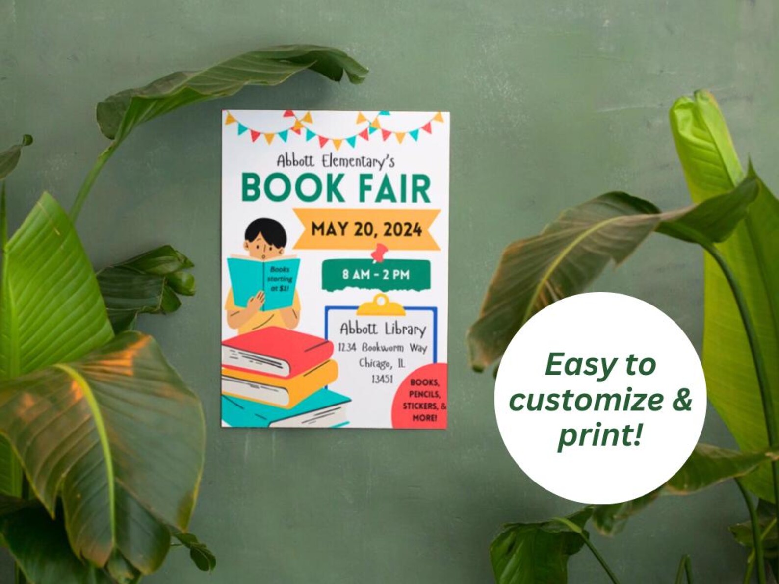 Editable Book Fair Flyer Printable School Fundraiser Poster Template ...