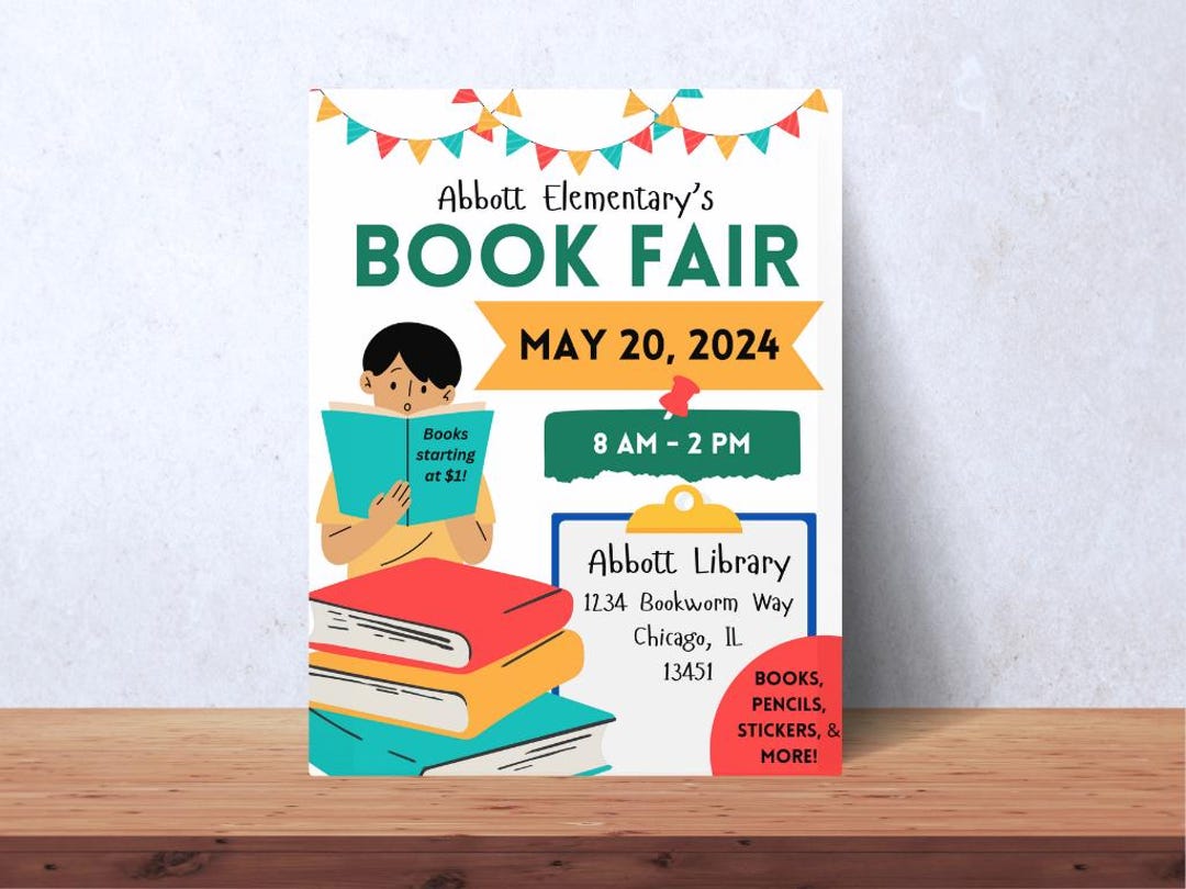 Editable Book Fair Flyer Printable School Fundraiser Poster Template ...