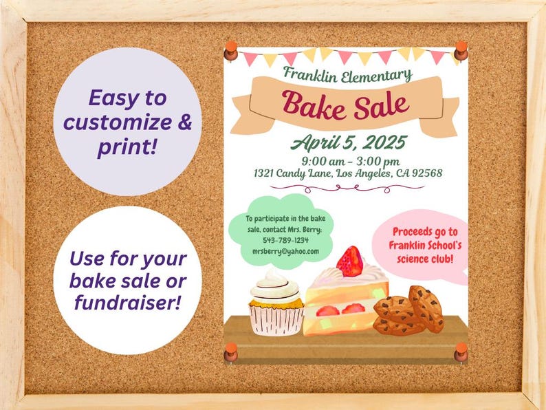 Editable Bake Sale Flyer Printable School Fundraiser Poster Template ...