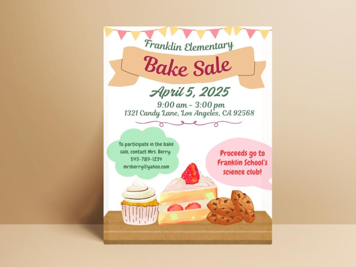 Editable Bake Sale Flyer Printable School Fundraiser Poster Template ...