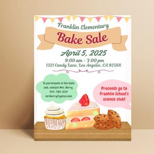 Editable Bake Sale Flyer Printable School Fundraiser Poster Template ...