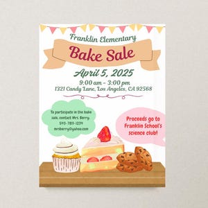 Editable Bake Sale Flyer Printable School Fundraiser Poster Template ...
