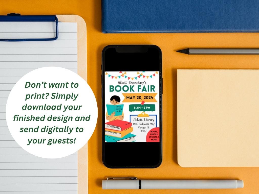 Editable Book Fair Flyer Printable School Fundraiser Poster Template ...