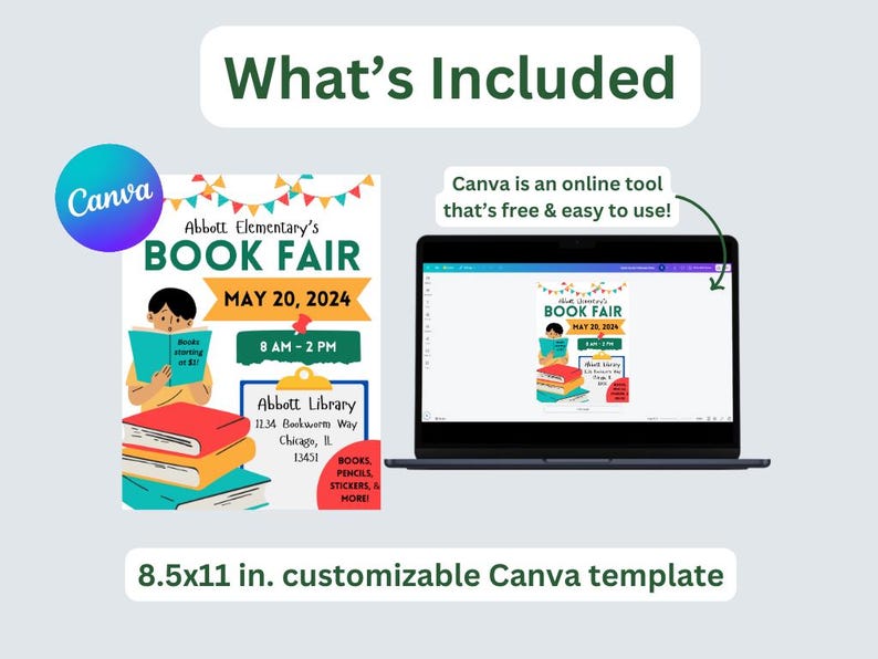 Editable Book Fair Flyer Printable School Fundraiser Poster Template ...