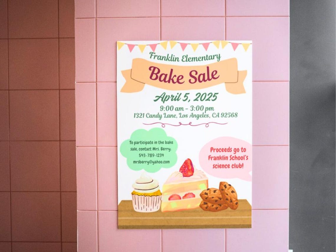 Editable Bake Sale Flyer Printable School Fundraiser Poster Template ...