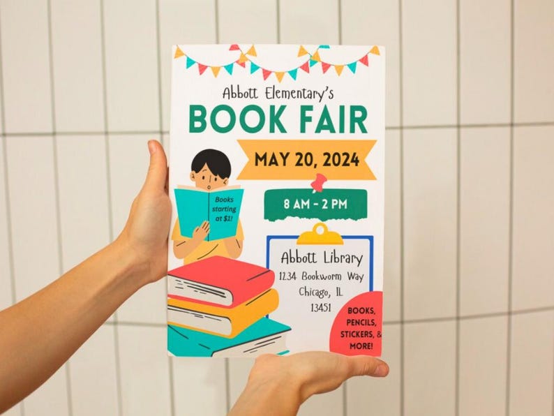 Editable Book Fair Flyer Printable School Fundraiser Poster Template ...