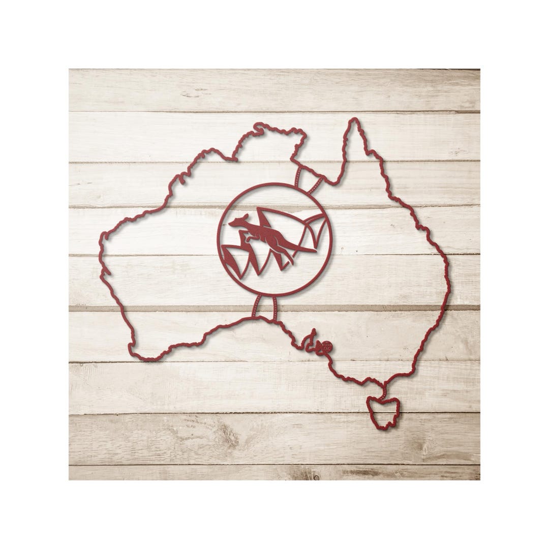 Australia- Kangaroo and Sydney Opera House Metal Wall Map - Etsy
