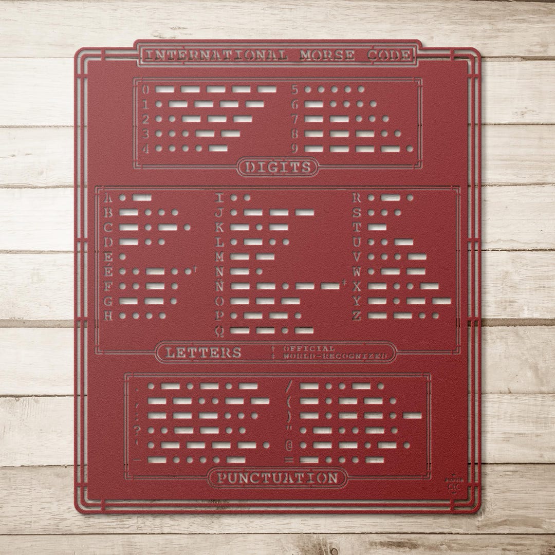 Morse Code Chart Wall Art – International Morse Code Metal Sign, Secret ...