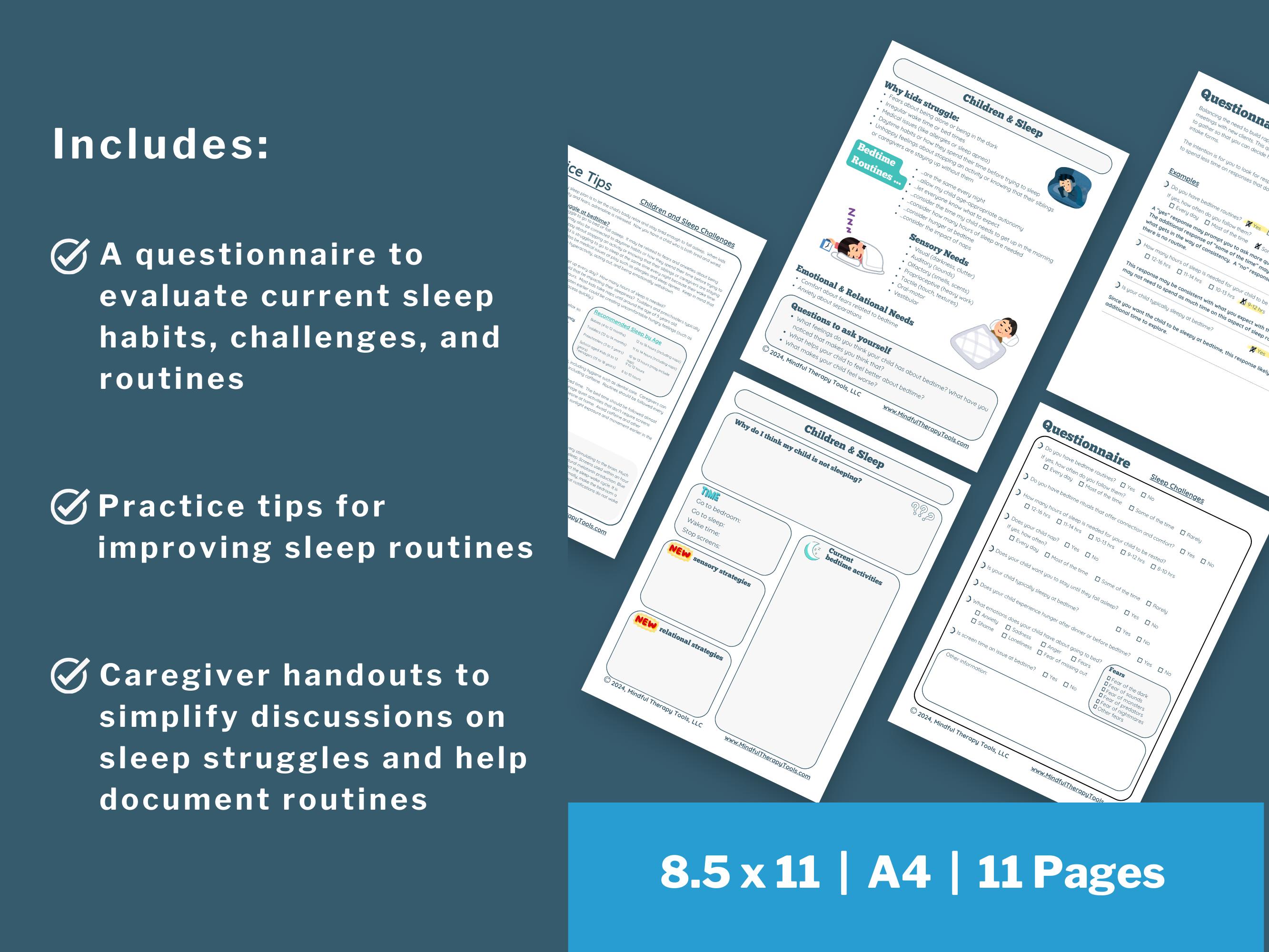 Sleep Help for Children and Families, Family Therapy CBT Worksheets ...