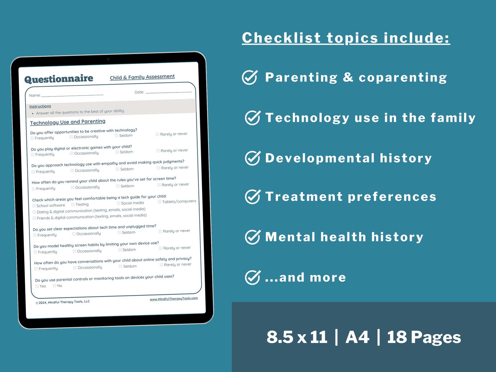 Child and Family Therapy Questionnaires for Assessments | Mental Health ...