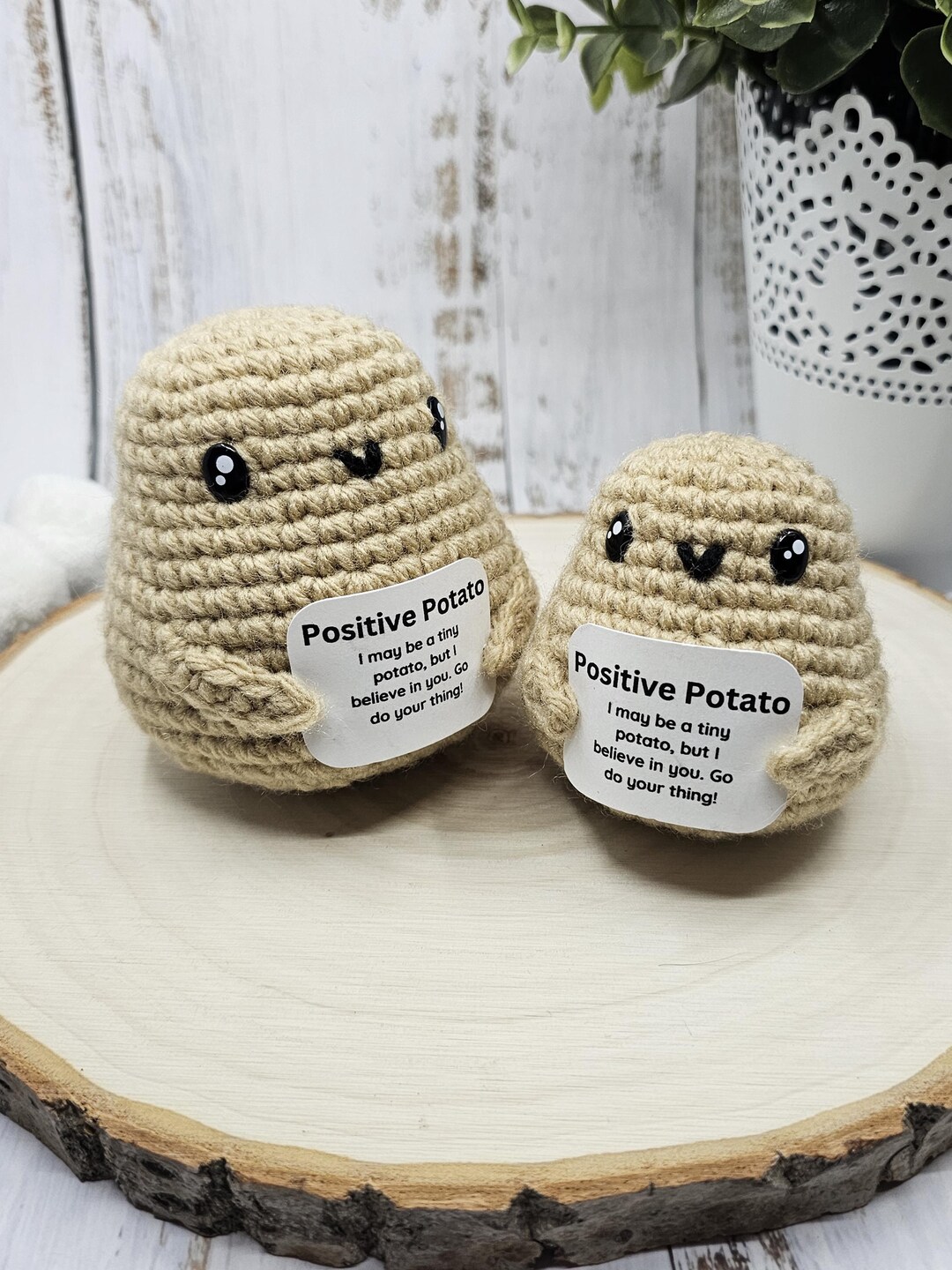 Handmade Crochet Positive Potato, Cute Crochet Potato, Crochet Spud Bud ...