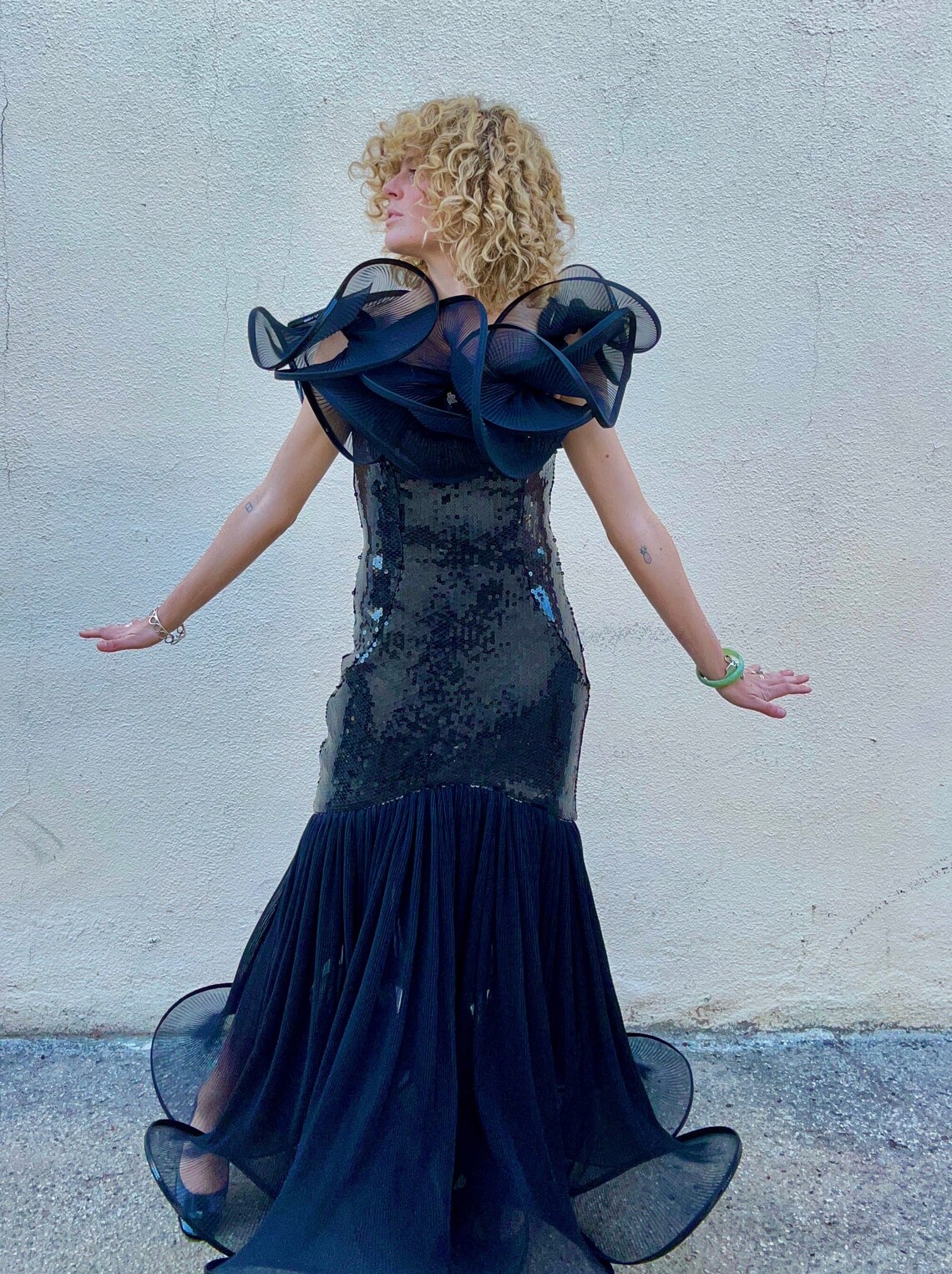 Vintage Lillie Rubin Black Sequin Mermaid Gown With Stunning Swirls - Etsy