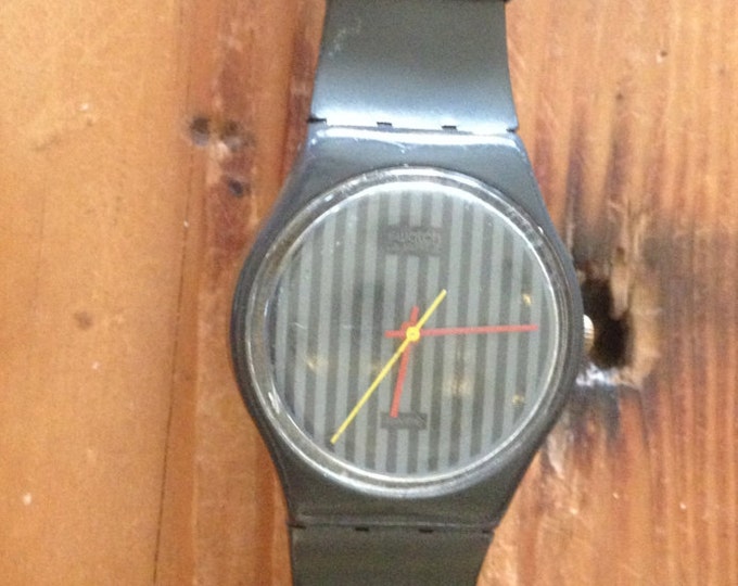 Awesome Vintage Striped Swatch Watch Black and Grey 1980s - Etsy