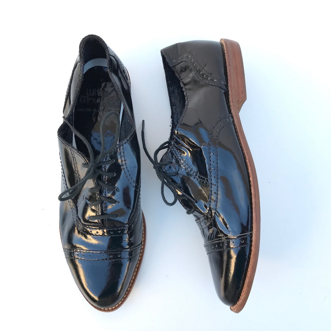 Vintage Winter Mountain Black Patent Leather Wingtip Oxford Loafer 6.5 ...
