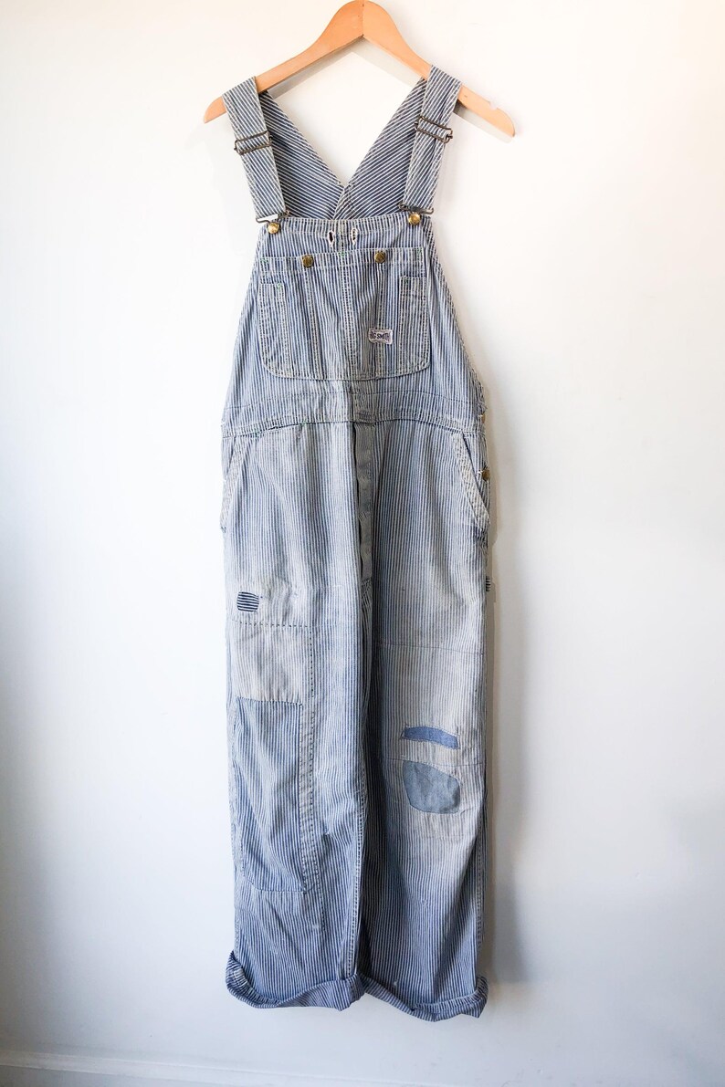 Vintage Big Smith Striped Repaired Overalls - Etsy