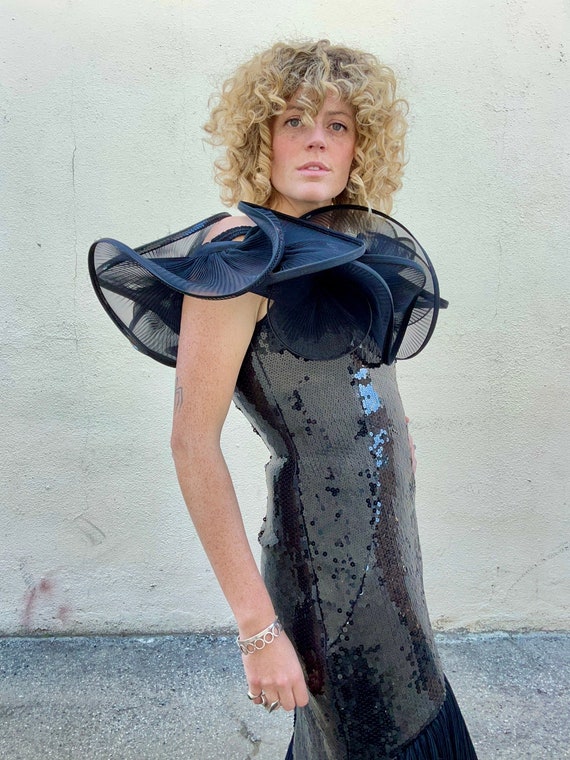 Vintage Lillie Rubin Black Sequin Mermaid Gown With S… - Gem