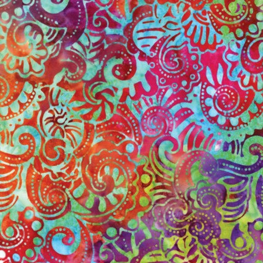 Bali Rainbow Benertex Bali Batiks, Mod Paisley Bright Multi - Etsy
