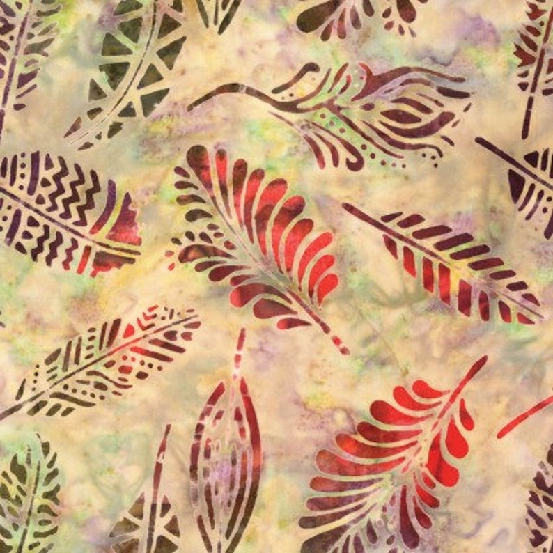 Sandy Isle Bali Batik, Benertex Bali Batiks, Feather Sand and Red - Etsy