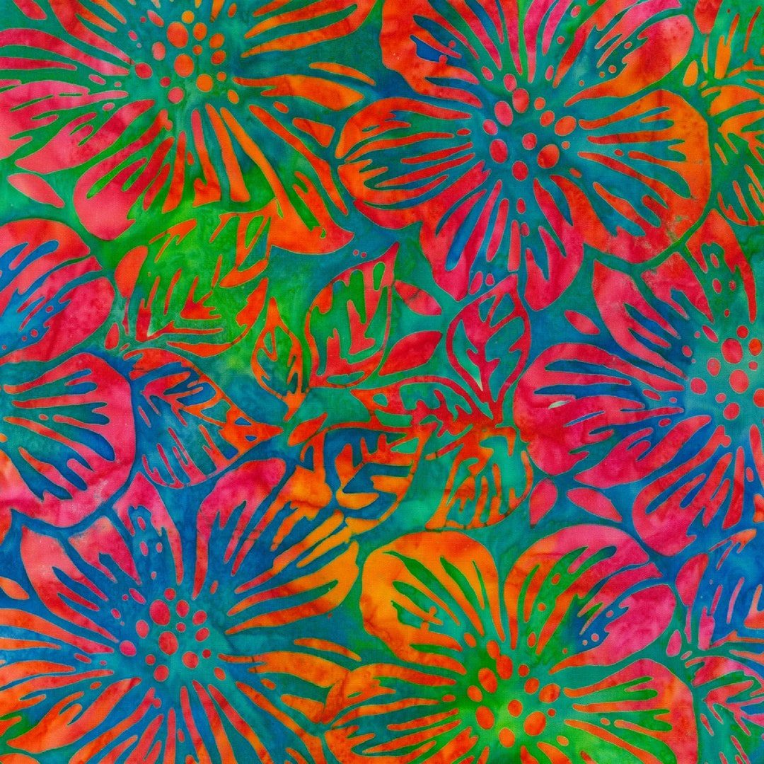 1/2 Yard Bright Hawaiian Batik Flowers Quilt Fabric by the Yard - Etsy