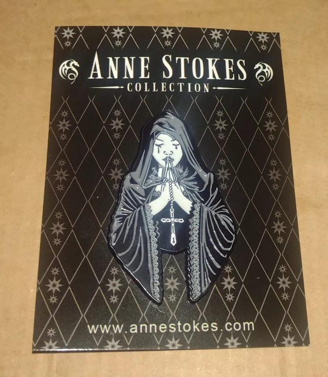 ANNE STOKES Metal & Enamel Pin Badge "gothic Prayer" on Backing Card - Etsy