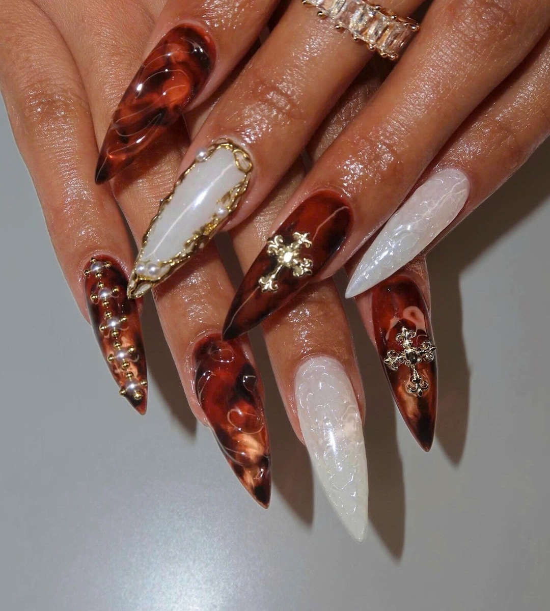 Freestyle With Warm Colors Press on Nails, Fall Nails, Gel Nails, Pink ...