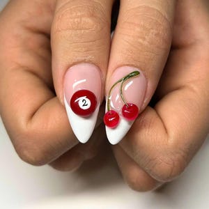 Crystal Billiards Press-on Nail, Cute Nails With 3D Ball - French Tips ...