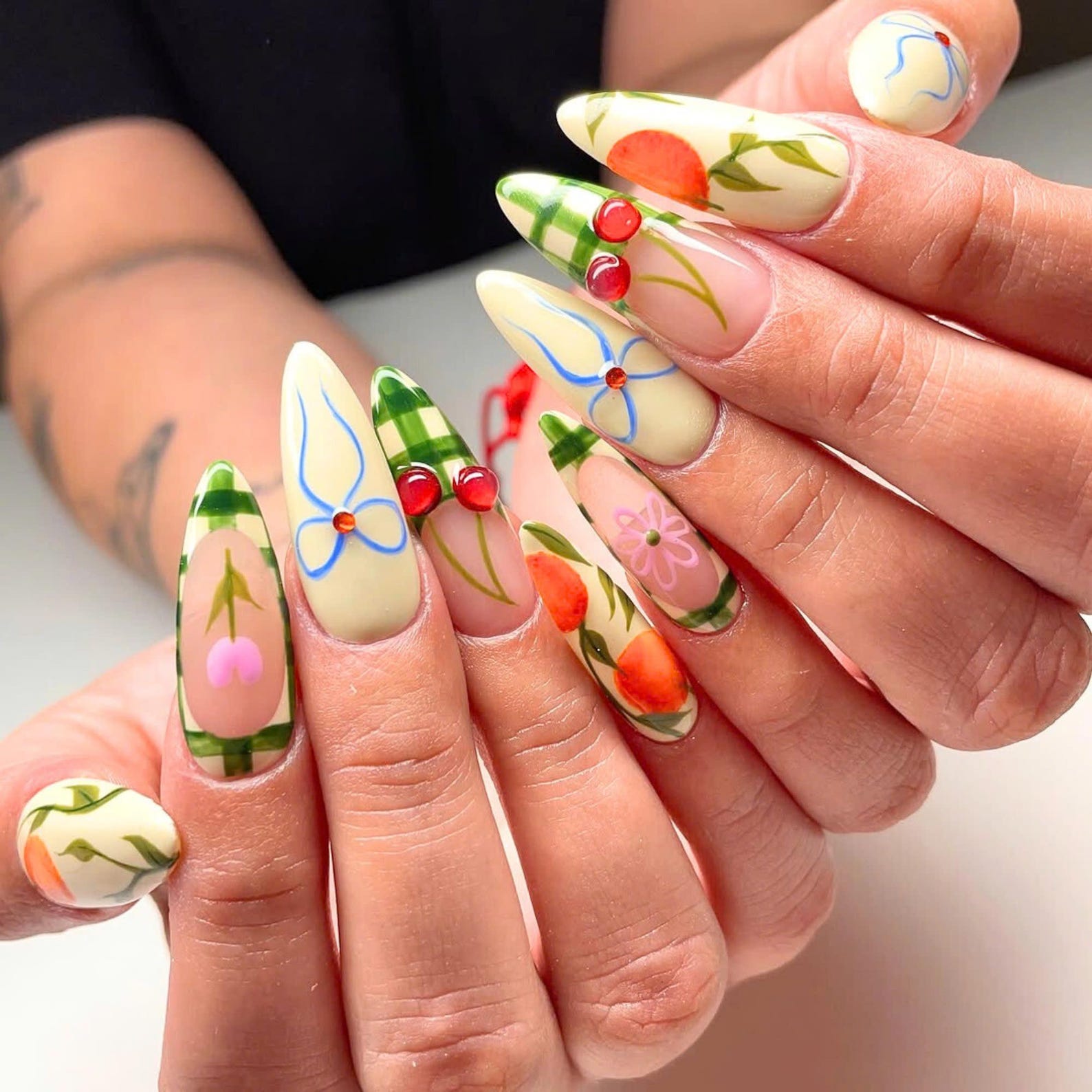 Vegetable Garden Press on Nails, Fresh Fruit With French Tips Fake ...