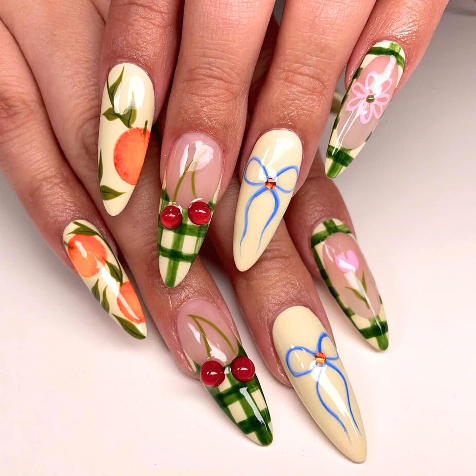 Vegetable Garden Press on Nails, Fresh Fruit With French Tips Fake ...