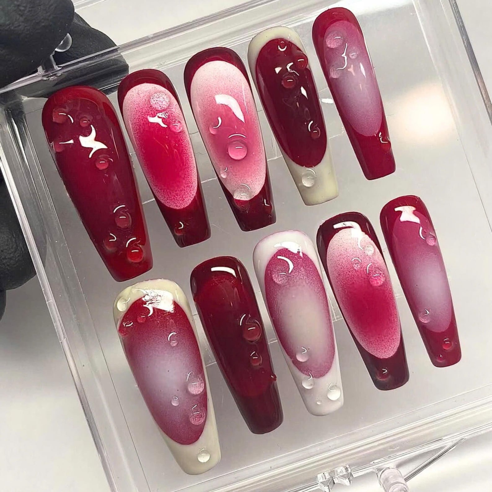 Romantic Freestyle Nails, Birthday Nails, Red Nails, Press on Nail ...