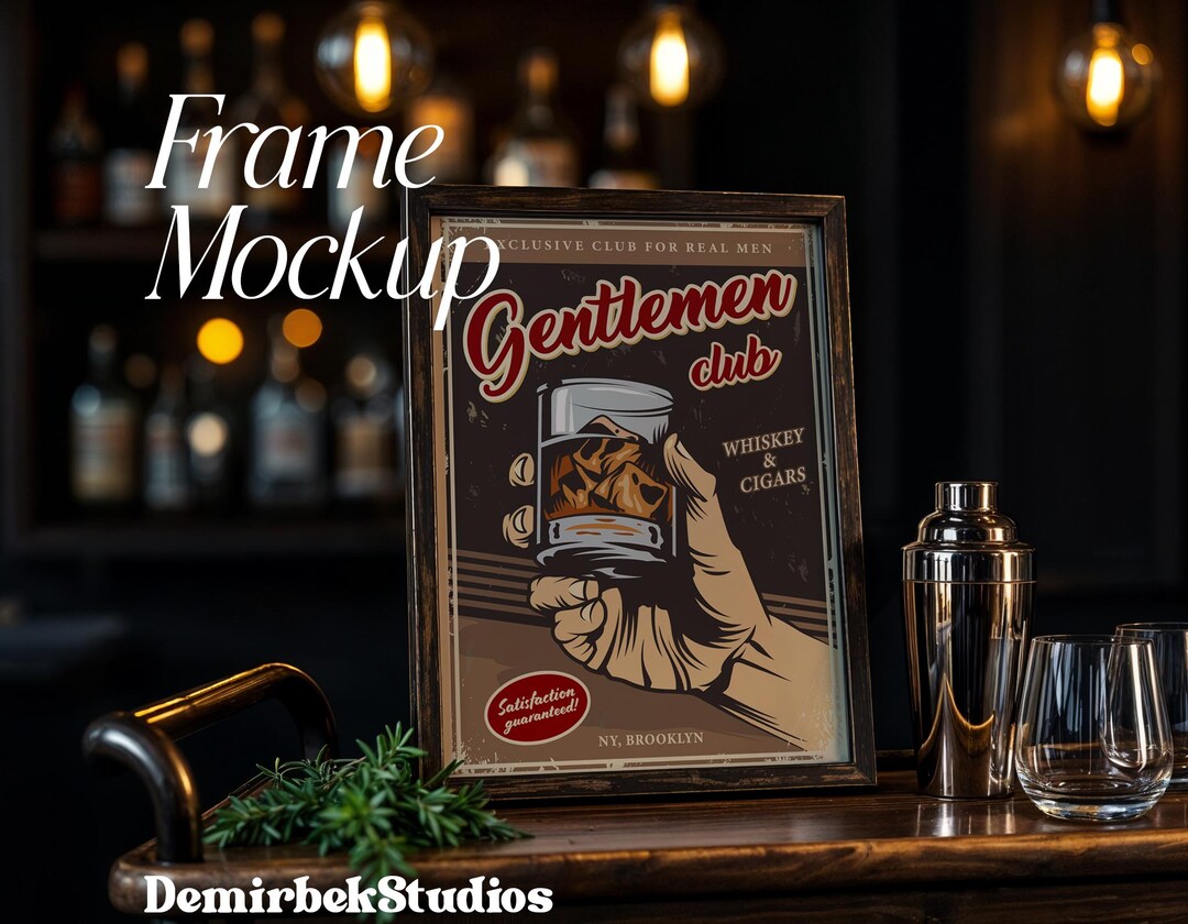 Pub Wall Frame Mockup Vertical Frame Mockup DIN A A4 A3 Sizes Man Cave ...