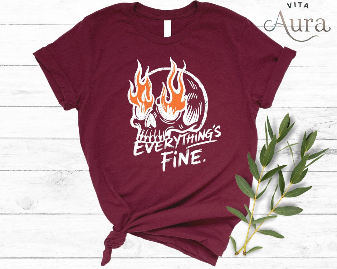 Everything is Fine Skeleton Tee, Retro Grunge Gothic Skull Shirt - Etsy