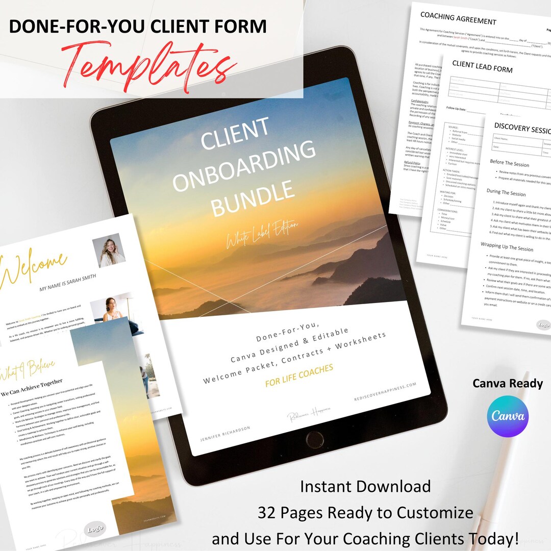 Client Onboarding Forms | Canva Template | New Client Welcome Packet ...