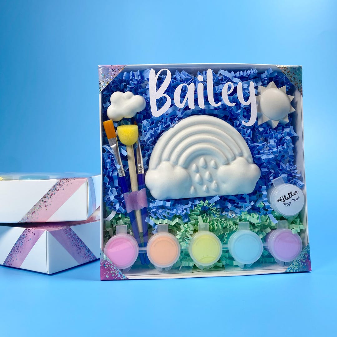 Rainbow Plaster Painting Gift Box for Girls - Custom Craft Set for Kids ...