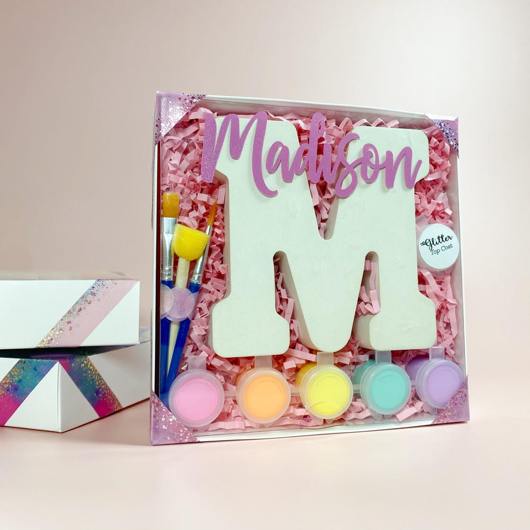 Paint Your Name Initial Gift Box - Plaster Painting Kit for Girls ...