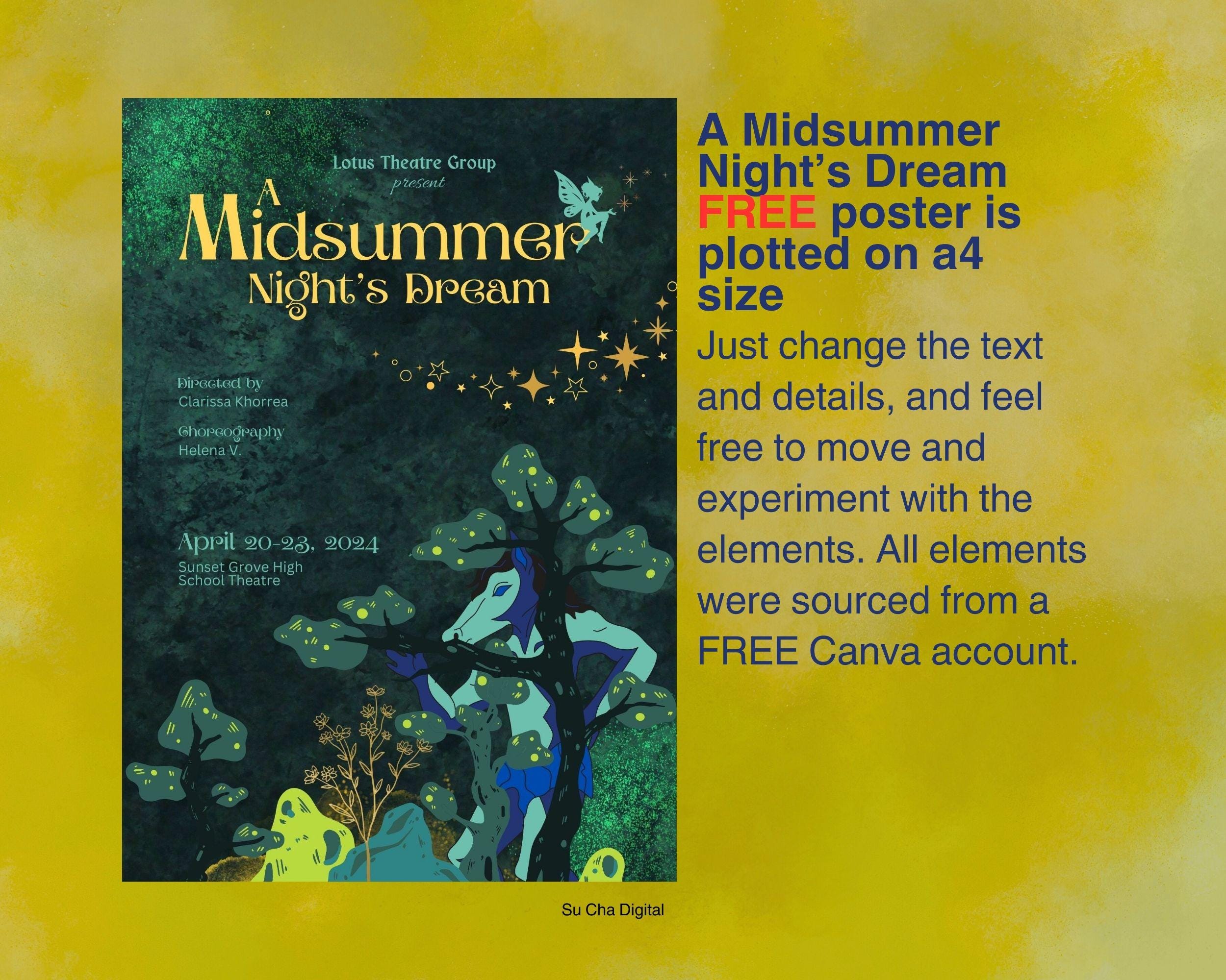 Theatre Program Canva Template With FREE “A Midsummer Night’s Dream ...