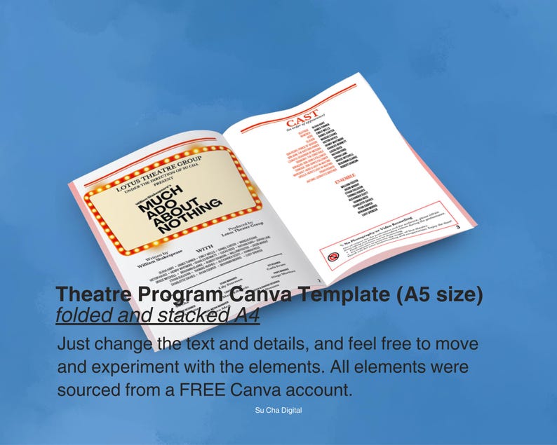 Canva Theatre Program Template| Much Ado About Nothing Poster - Etsy
