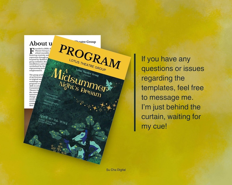 Theatre Program Canva Template With FREE “A Midsummer Night’s Dream ...