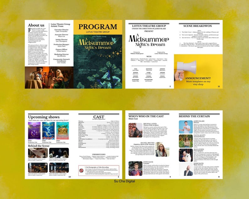 Theatre Program Canva Template With FREE “A Midsummer Night’s Dream ...