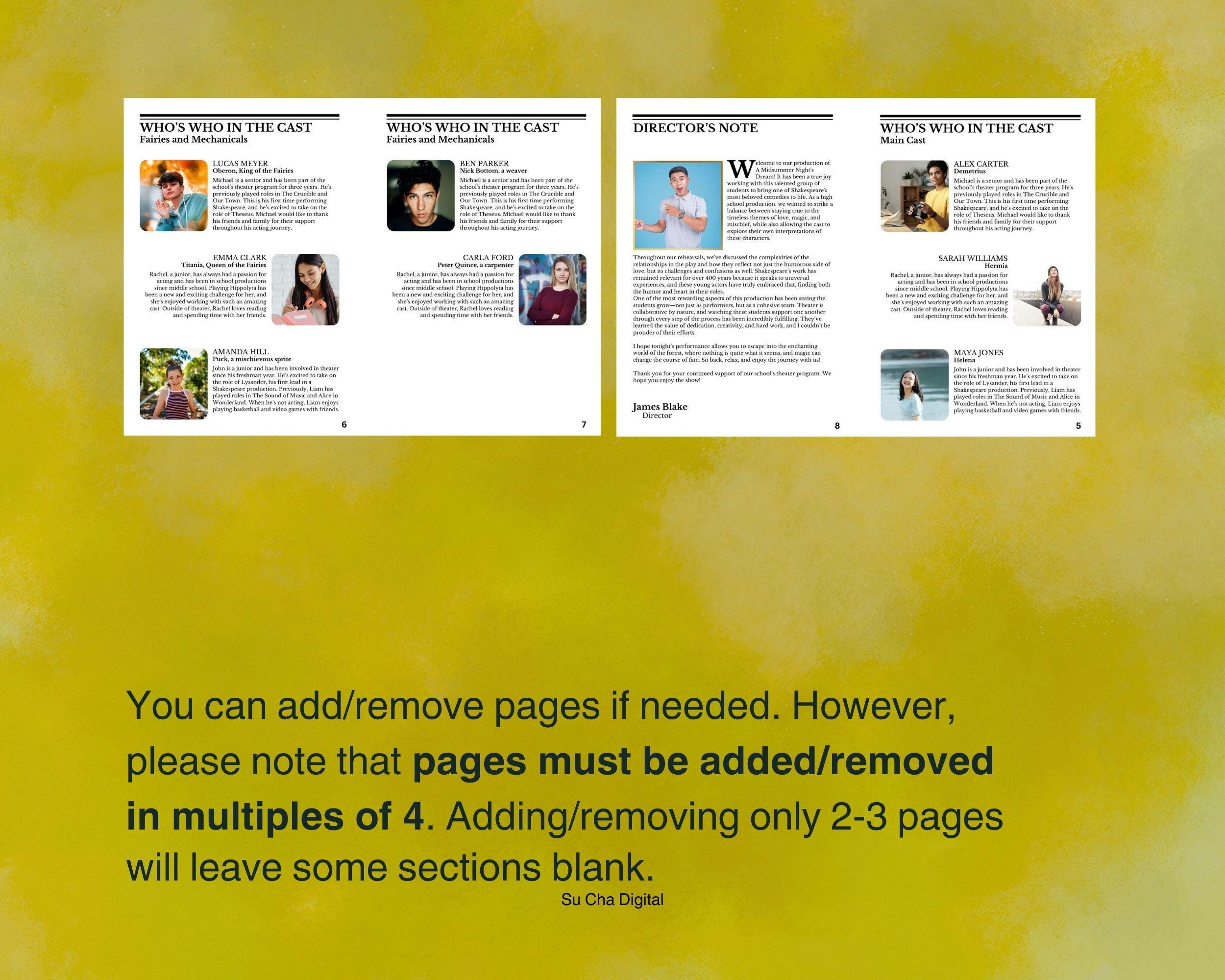 Theatre Program Canva Template With FREE “A Midsummer Night’s Dream ...